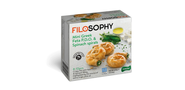 Filosophy Mini Greek Spinach & Cheese Spirals 450g – OC Fine Foods