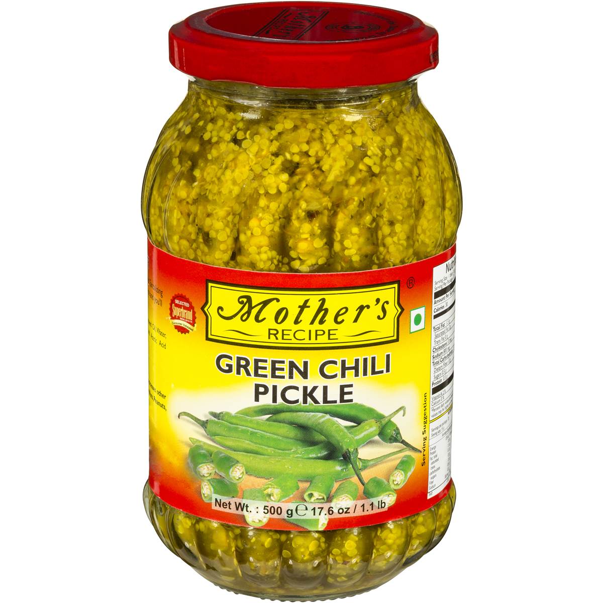 Mothers Recipe Green Chilli Pickle 500g – OC Fine Foods