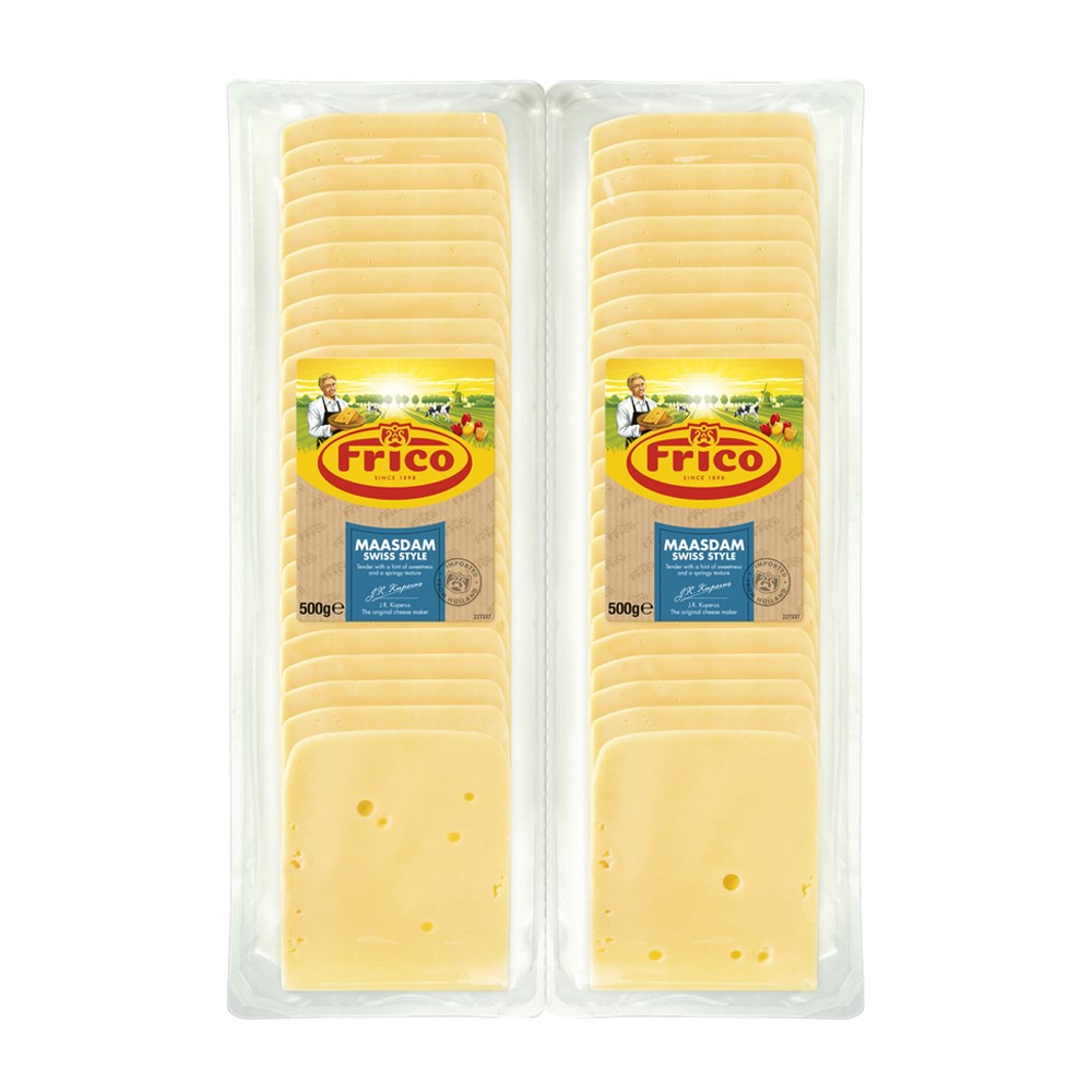 Frico Maasdam Sliced Cheese 2X500g – OC Fine Foods