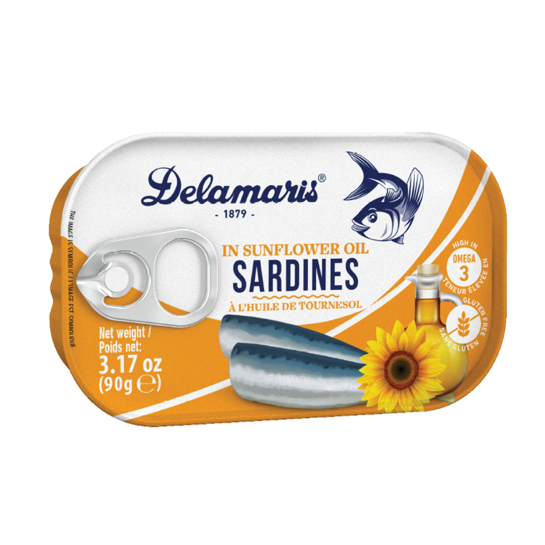 Delmaris Sardines in Sunflower Oil 90g – OC Fine Foods